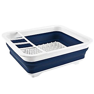 STRAW New Foldable Dish Rack Kitchen Storage Holder Drainer Bowl Tableware Plate Portable Drying Rack Home Shelf Dinnerware Organizer (Color : A)