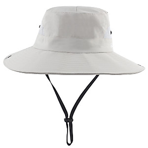 Womens Ponytail Sun Hat Outdoor UV Protection Foldable Mesh Bucket Hats Wide Brim Summer Beach Fishing Cap Pure Beige