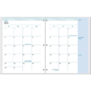 2023-2024 Office Depot® Brand Fashion Monthly Academic Planner, 8-1/4" x 10-3/4", Leaves Blue, July 2023 to June 2024, NS81022L