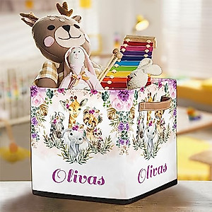 RIRIX Personalized Storage Bin, Custom Storage Baskets for Organizing with Handles, Foldable Storage Box for Closet Cloth Baskes Toy Boho Jungle Animals