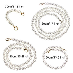 4PCS DIY Imitation Pearl Beads Short Long Handle Shoulder Cross Body Bag Handbag Chains Accessories with Metal Buckles