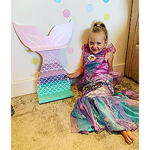 Floating Shelves for Wall Decor Wood Nursery Shelves Wall Shelf Unicorn Mermaid Room Bedroom Bathroom Decor Cute Mermaid Gifts for Girls Teen Girl Kids Little Baby Nautical Ocean Beach Theme (L)