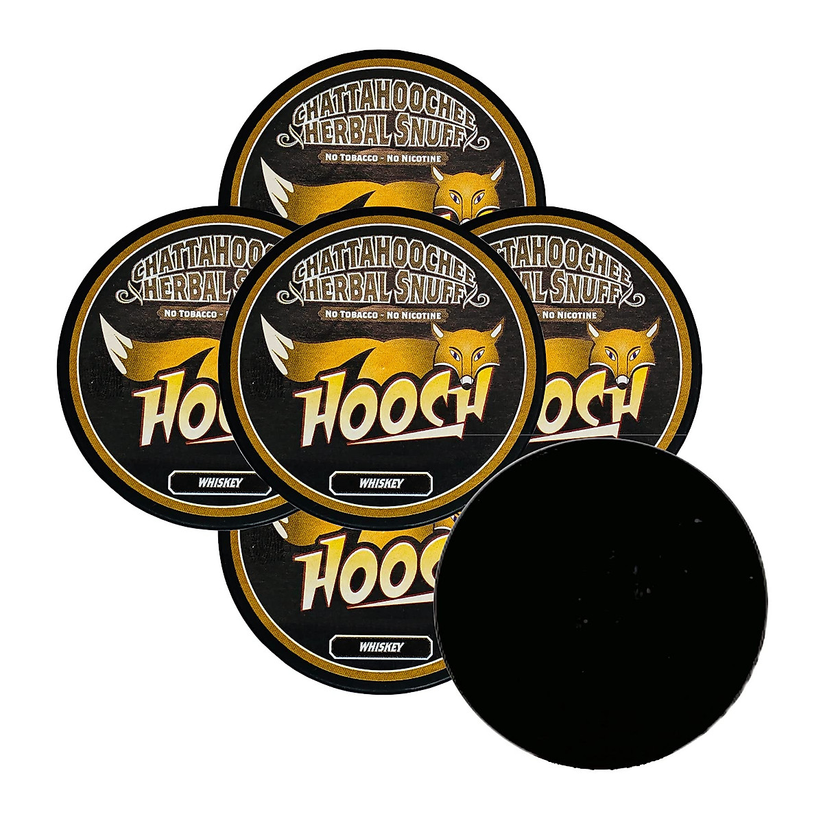 Hooch Snuff - Non-Tobacco Nicotine Free Chew - Whiskey - 5 Cans (fine cut) - Includes Free DC Skin Can Cover