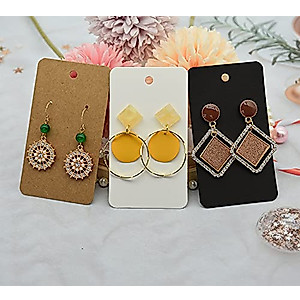 Twavang Earring Card Holder Set, 100Pcs Kraft Paper Earring Display Cards, 100 Pairs Clear Earring Backs with 100Pcs Self Adhesive Bags for Earrings Jewelry Display (Brown, 3.5" x 2")