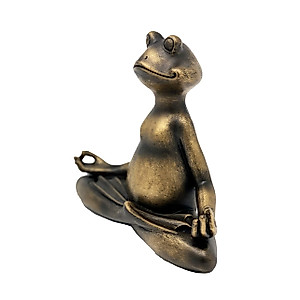Nature's Mark 6" H Resin Meditating Yoga Frog Statue Figurine Home Decorative Accent Decor for Tabletop Living Room Bedroom Office Desktop Cabinet Shelf