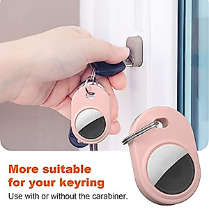 Amniau Compatible with Apple AirTag Case for AirTag Holder, Silicone AirTag Keychain with Carabiner - Pink