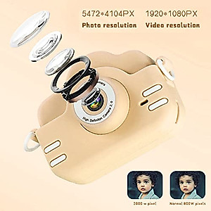 Topiky Kids Camera, Children Digital Camera Anti Skid Food Grade ABS 16 Filters for Picnic(Light Yellow)