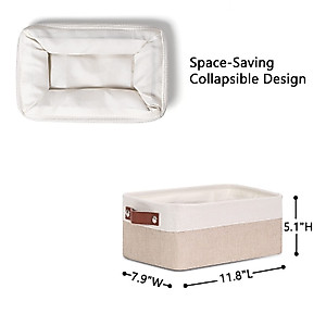 DULLEMELO Collapsible Bundle Baskets 4 Cube Baskets 11"x11"x11" + 6 Small Baskets 11.8"x7.9"x5.1"（White&Khaki)