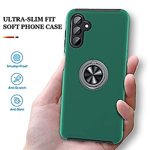 JAME for Samsung Galaxy A13 5G Case, Galaxy A13 5G Case with Screen Protector[2 Pcs], Slim Fit Shockproof Protective Case with Ring Kickstand [Magnetic Car Mount Feature] for Samsung A13 5G- Green