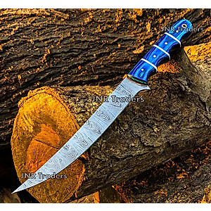 JNR Traders 13" Damascus Boning Knife for meat Cutting Chef Knife Fillet Knife Professional Thin Sharp Kitchen knives with Leather sheath VK5530