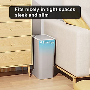 NetDot 4 Pack Trash Can with Lid,2 Pack 12L/3.2-Gallon and 2 Pack 9L/2.4-Gallon Hanging Trash Cans,Small Garbage Can Waster Basket for Bathroom,Kitchen, Living Room - Gray