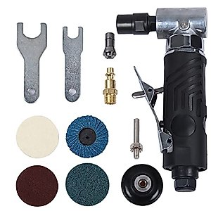 Angle Air Die Grinder 1/4 inch with 4 pcs 2" Roll Lock Sanding Discs, 90 Degree Angle Pneumatic Die Grinder