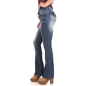 WallFlower Women's Size Legendary Bootcut Mid-Rise Insta Stretch Juniors Jeans (Standard, Keller, 20 Plus
