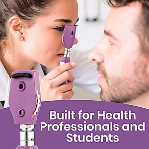 Zyrev Otoscope Oph Multi-Function Set - Otoscope/Opthalmoscope for Ear & Eye Examination - with Portable Carry Case, Sight Chart, Replacement Tips (Purple)