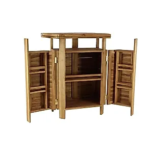 Deco 79 Teak Wood Indoor Outdoor Folding Bar with Expandable Sides, 70" x 24" x 41", Brown