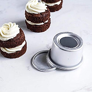 Astra Gourmet Perfect Performance Aluminium Mini Round Cheesecake Pan Cupcake Pan Muffin Pan, Perfect for Indivdiual Desserts, Set of 10
