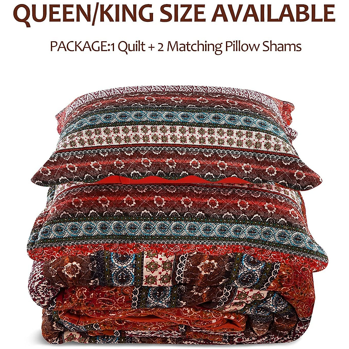 Best Striped Classical Cotton 3-Piece Patchwork Bedspread Quilt Sets Queen