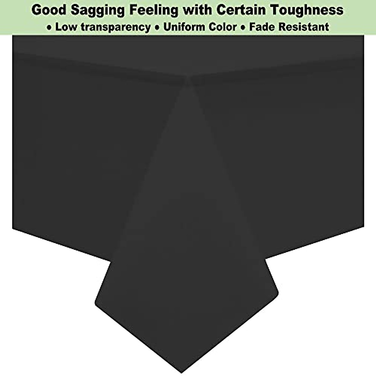 Plastic Black Tablecloths 3 Pack Disposable Table Covers 54 x 108 Inches Pitch Onyx Black Table Cloths for Parties Birthdays Weddings Anniversary BBQ Picnic, Fits 6 to 8 Foot Rectangle Tables