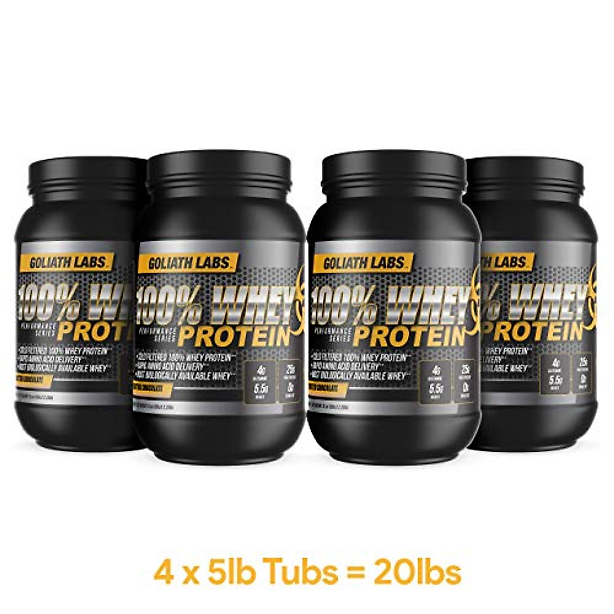 Goliath Labs 100% Whey Protein Powder Isolate/Blend | Fast-Absorbing Workout Supplements for Men and Women | 25g of Pure Protein and 5.5g of BCAAs | 5 lbs, 68 Servings (5 LB, Peanut Butter Chocolate)