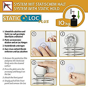 WENKO Static-Loc Plus Wall Osimo Bathroom Shelf No Drilling Required, Alloy Steel (PET) ABS Plastic, Chrome, 24 x 13 x 13,5 cm
