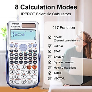 IPEROT Scientific Calculators, Scientific Calculator Large Screen 417 Functions, Calculators Very Suitable for High School and College Students Calculus Algebra and Other Math Textbooks (991ES Plus)