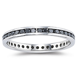 Vogati 0.60-0.80 Cts Black Diamond Eternity Band in 14K White Gold - Valentine's Day Sale