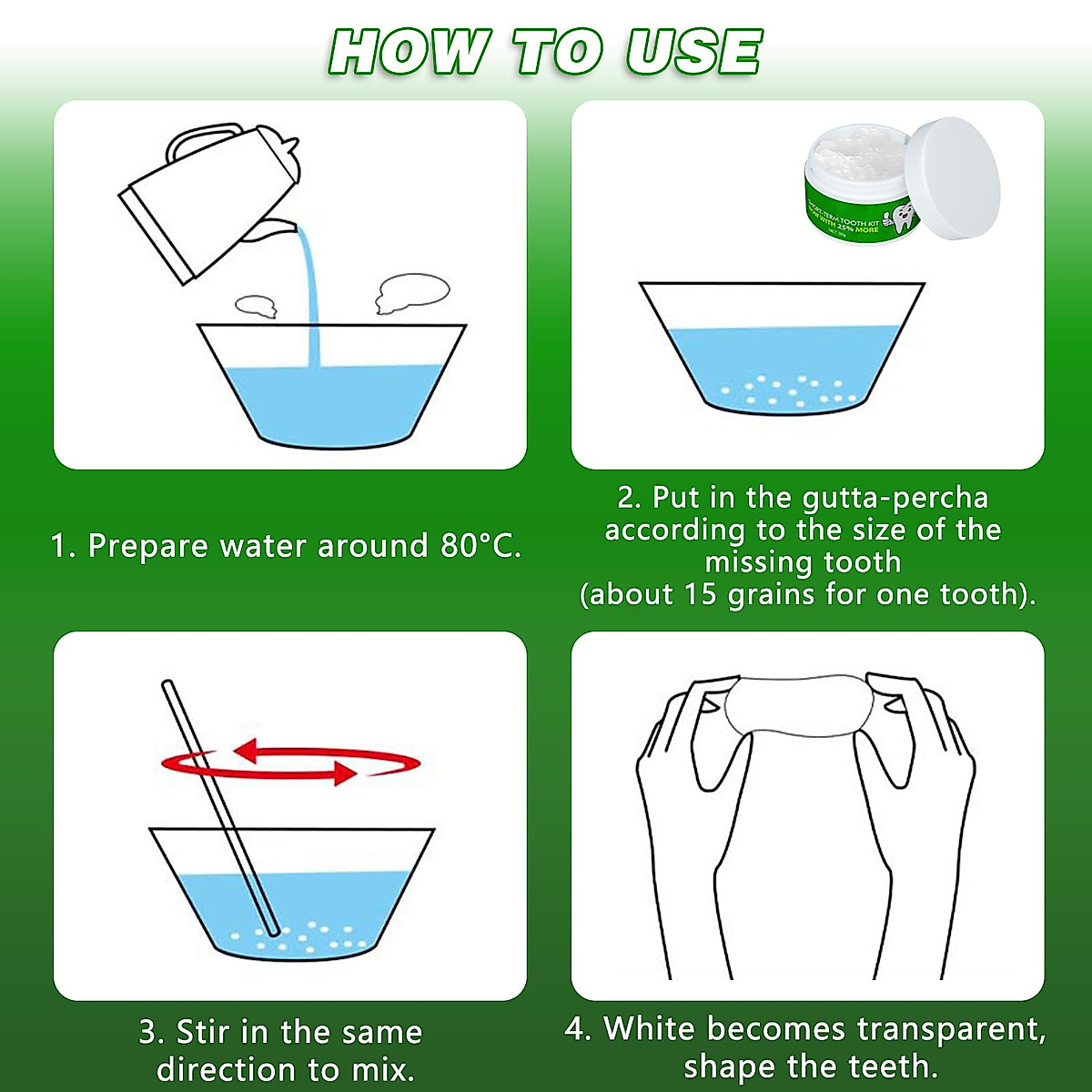 Moldable False Teeth, Tooth Replacement Kit,Temporary Teeth Repair Kit,Tooth Repair Kit for Snap On Instant and Confident Smile,with Mouth Mirror, 3 Pcs Differernt Dental Probe
