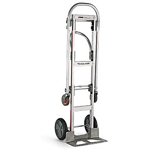 Magline GMK81UAB Aluminum Gemini Sr Convertible Hand Truck, U Loop Handle, Cushion Wheels, 500lbs Capacity, 61" Height, 55-3/4" Length x 21" Width