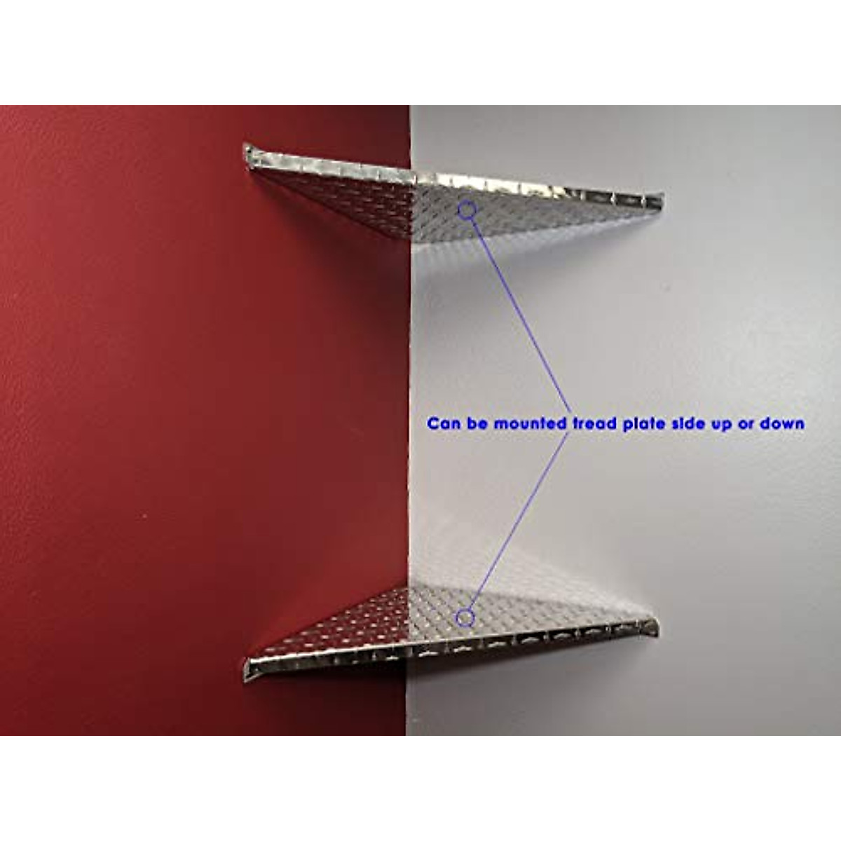 c2M 17” Heavy Duty Floating Corner Shelf, Set of 2 | Easy to Install + Heavy Duty Aluminum Diamond Plate Design with 50 Pound Weight Limit | 2-Sided Mounting Option + Made in The USA