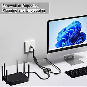 TIEDXIOY RJ45 Ethernet Splitter 1 to 2, Gigabit Ethernet Switch, Starlink Ethernet Adapter for RJ45 Splitter for Cat5/5e/6/7/8 Cable, Ethernet Extender for Internet Cable