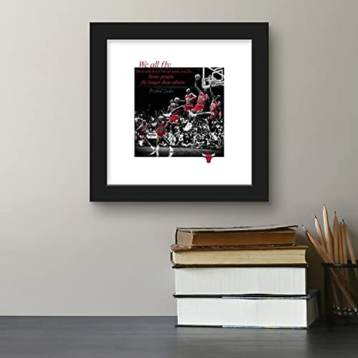 Trends International Gallery Pops Michael Jordan - Quote We All Fly Wall Art Wall Poster, 12" x 12", Black Frame Version