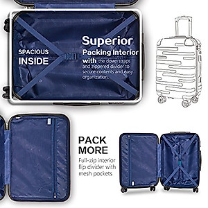 Coolife Luggage Expandable(only 28") Suitcase 3 Piece Set with TSA Lock Spinner 20in24in28in (purple)