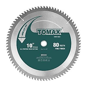 TOMAX 10-Inch 80 Tooth ATB Fine Finish Saw Blade with 5/8-Inch Arbor