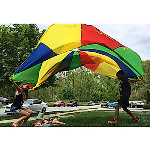 Everfunny Play Parachute, 12 Foot for Kids with 12 Handles Play Parachute for 8 12 Kids Tent Cooperative Games Birthday Gift