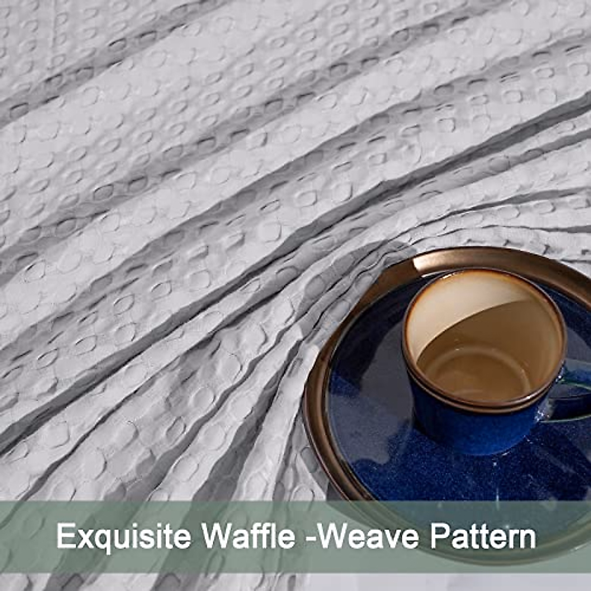 PHF Cooling Waffle Blanket, Queen Size, Lightweight 60% Rayon Derived from Bamboo & 40% Cotton, Breathable for Hot Sleepers, Ultra Soft and Luxury, 90"x90", Grey