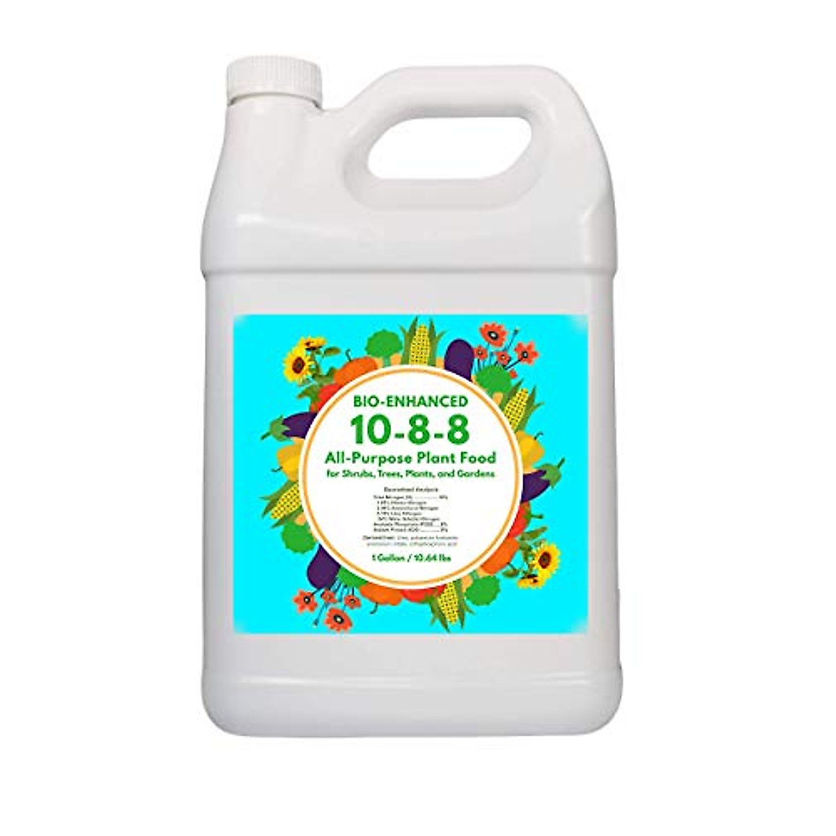Nature’s Lawn & Garden - Bio-Enhanced 10-8-8 All Purpose Plant Food - Balanced Fertilizer w/Humic & Fulvic Acid, Kelp, Molasses - for Garden, Trees, Shrubs, Houseplants - Non-Toxic, Pet-Safe, 1 Gal