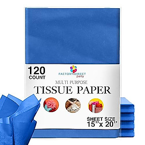 120 Sheets of Dark Blue Tissue Paper - 15" x 20" Packing Paper Sheets for Moving - 10lb Wrapping Paper - Newsprint Paper for Packing, Gift Wrapping, Moving Supplies & Protecting Items Crown Display