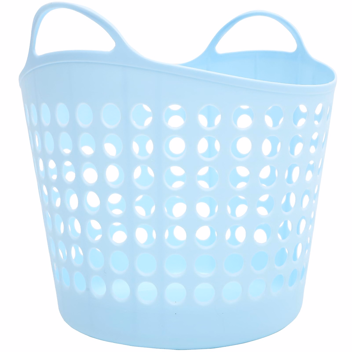 BESTOYARD Flexible Laundry Basket Plastic Laundry Hamper Clothes Basket with Side Handles Portable Ventilated Round Bin Container Organizer for Bedroom Laundry Room 30L