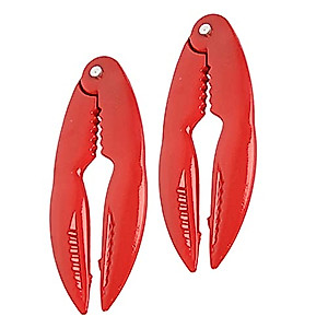 Happyyami 2Pcs Crab Clamp Lobster Clip Stainless Steel Multifunctional Peeler Seafood Tool Crab Eating Gadget Seafood Sheller Metal Spoons Kitchen Gadget to Open Aluminum Alloy Juicer