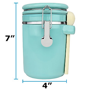 Blue Donuts 40 Oz Ceramic Airtight Jar, Ceramic Airtight Food Storage Containers, Ceramic Kitchen Canisters, 1182 ML Airtight Jar, Flour Jar with Lid, Food Storage Containers for Pantry, Turquoise