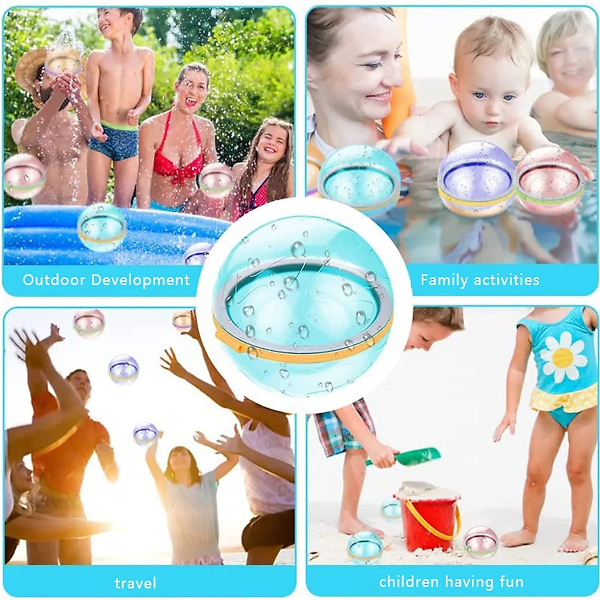 12 Pcs Reusable Water Balloons for Kids Adults, Quick Fill Magnetic Silicone Water Bomb, Outdoor Activities Water Games Toy Outside Summer Pool Party Supplies (12 Pcs)