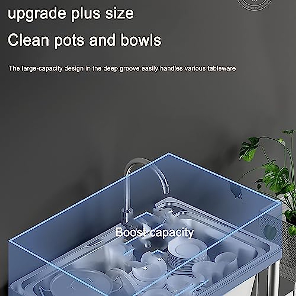 Stainless Steel Utility Sink Single Bowl Outdoor Garden Sink Freestanding Commercial Restaurant Sink Anti-overflow With Faucet Drain Basket Shelf Towel Bar For Kitchen Laundry Room Garage