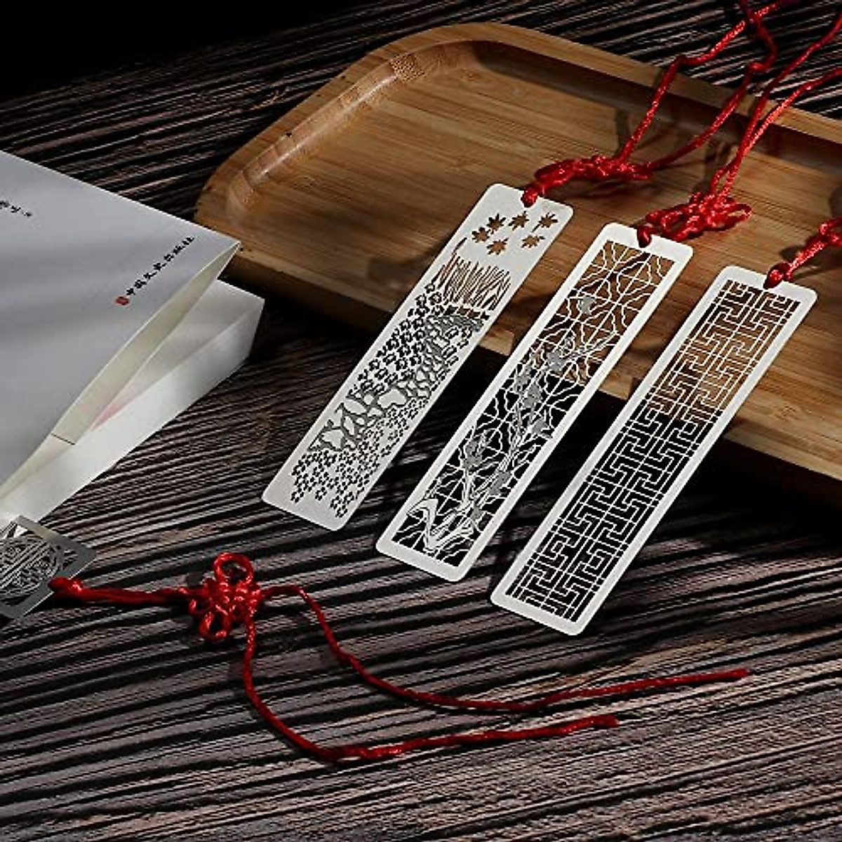 Houchu Metal Bookmarks Creative School Supplies Page Label Students Stationery Page Holder Learn Supplies Chinese Retro Style Book Page Marker(E)
