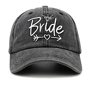 LOKIDVE Bride Baseball Cap Embroidered Washed Cotton Denim Hat for Wedding Party Black