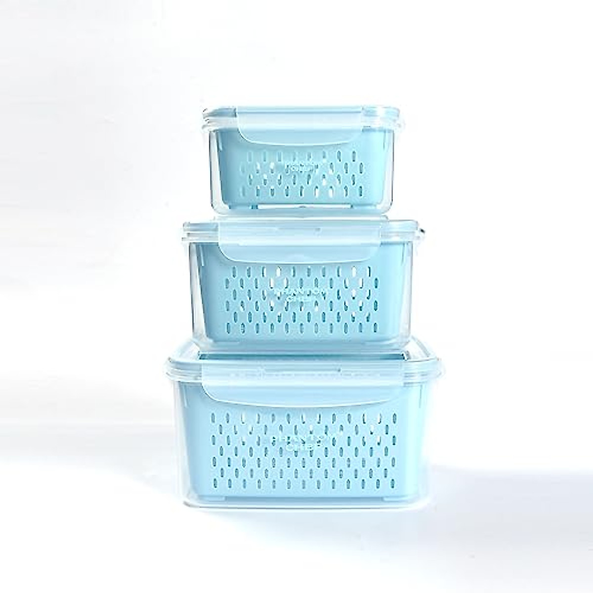 Phantom Chef Nesting Food Storage with Lids | 3 Sizes | Dishwasher & Microwave Safe | Food Grade BPA-FREE Safe | Perfect for Refrigerator Fridge Organizer | Portable & Stackable Design (Aqua)