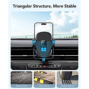 Car Phone Holder, Zethors Phone Mount for Car Dashboard Air Vent Cradle Stable Suction with 360° Flexible, Shockproof 2-in-1 Car Phone Holder Compatible with iPhone 13 Pro Max 12 11, iOS Android Phone