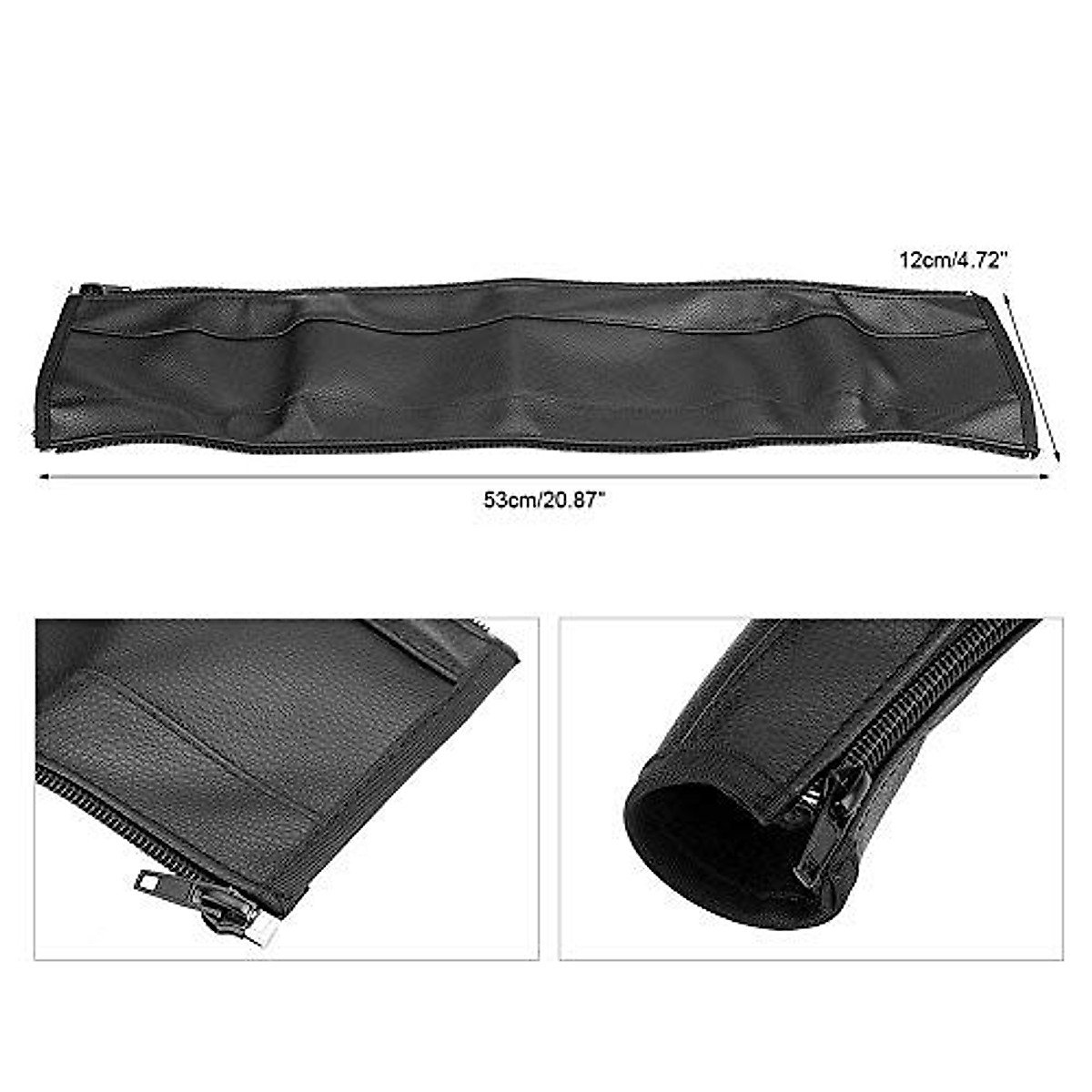 Fdit Baby Stroller Armrest Handle Sleeve Cover Universal Handle Dust-Proof Cover PU Leather Black with Zipped Closure