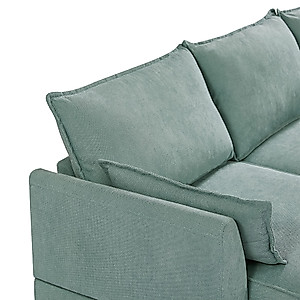 Harper & Bright Designs Large U-Shape Sectional Sofa, Modern Upholstered Sofa Couch with Removable Ottoman and Storage Seat, Convertible Sofa Bed with Reversible Chaise for Living Room, Light Green
