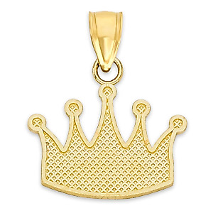 Generic 10k Real Solid Gold Tiara Pendant, Crown Princess Jewelry, Royalty Gifts for Her