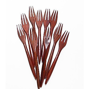 Lot of 10 Pcs. X 5" Wooden Small Forks Dessert Fork Handmade Rosewood